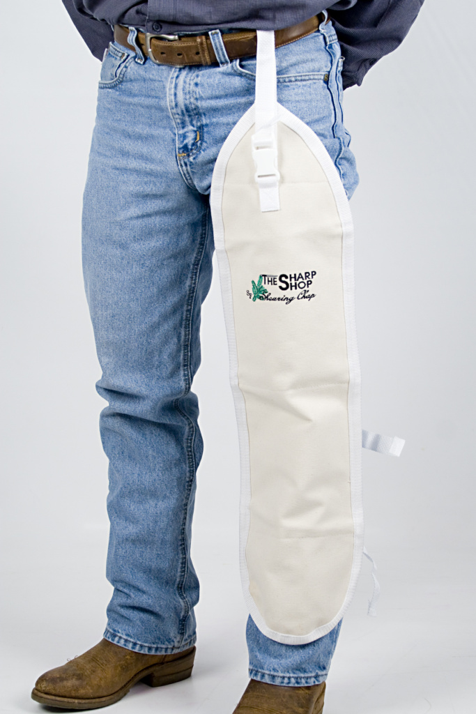 SHARP SHOP LEG GUARD CHAPS, WHITE DUCK CANVAS